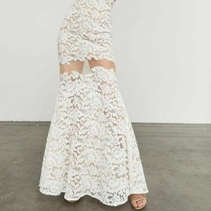 BCBG | Dresses | Off White Rayna Floral Lace Gown Maxi Dress | Poshmark